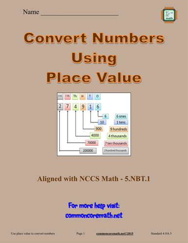 Convert Numbers Using Place Value - 5.NBT.1 | Teaching Resources