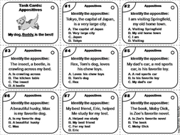 Appositives Task Cards | Teaching Resources