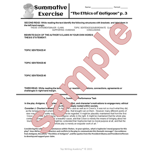 Antigone Summative Tests & Essay Writing Task | Teaching Resources