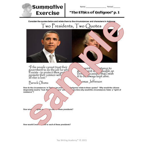 Antigone Summative Tests & Essay Writing Task | Teaching Resources