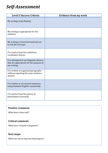 Self and Peer Assessment | Teaching Resources
