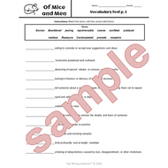 Of Mice and Men Chapter Questions and Vocabulary Packet | Teaching ...
