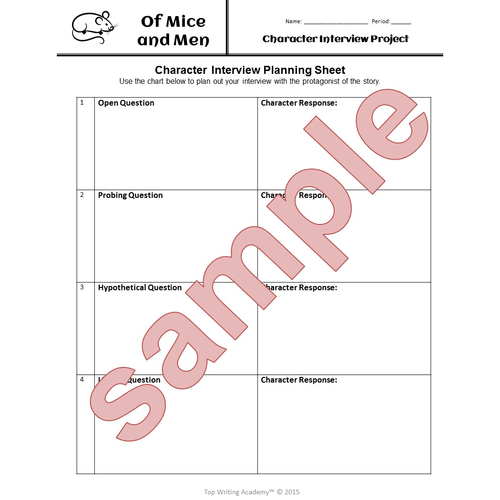 Of Mice and Men Character Interview Activity | Teaching Resources