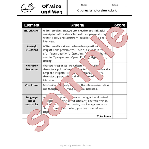 Of Mice and Men Character Interview Activity | Teaching Resources