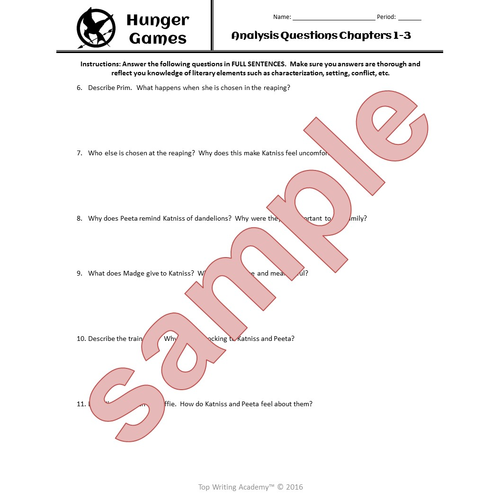 Hunger Games Chapter Questions and Vocabulary Packet | Teaching Resources