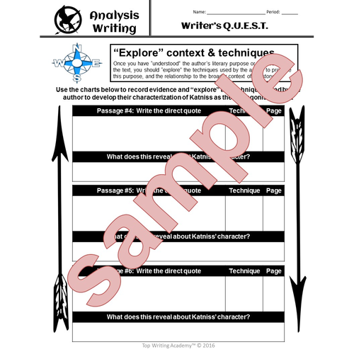 Hunger Games Character Analysis Writing Lessons | Teaching Resources