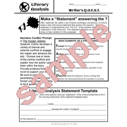 Hunger Games Conflict Analysis Writing Lessons | Teaching Resources