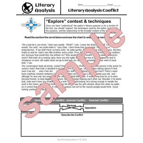 Hunger Games Conflict Analysis Writing Lessons | Teaching Resources