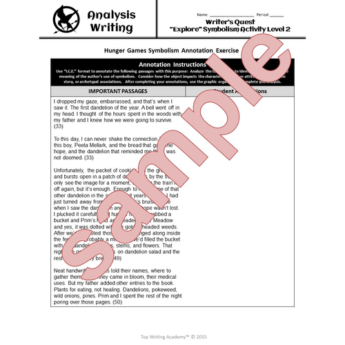 Hunger Games Unit Literary Analysis Activites & Writing | Teaching ...