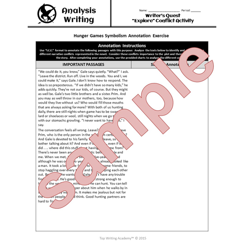 Hunger Games Close Reading Activities Narrative Conflict | Teaching ...