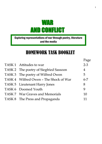 War fiction complete/full scheme of work. Wilfred Owen/ Jessie Pope ...