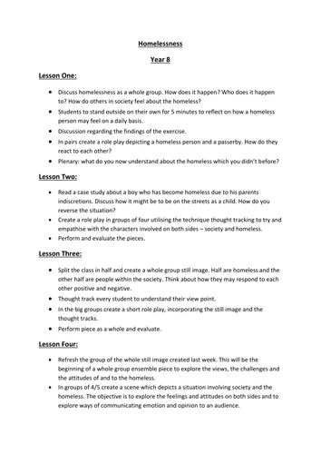 Year 8 Homelessness unit of work - 6 lessons | Teaching Resources