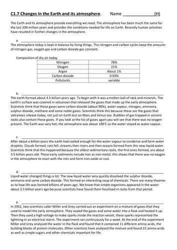 AQA GCSE Chemistry Changes in the earth's atmosphere | Teaching Resources