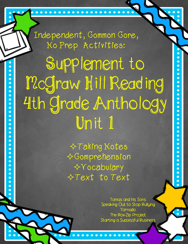 McGraw Hill Wonders 4th Gr. Anthology Unit 1 No Prep, Note Taking w ...