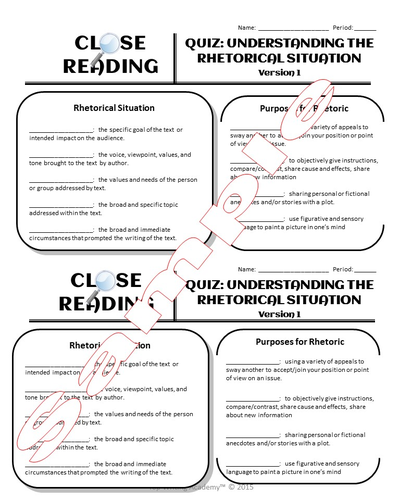 Nonfiction Close Reading The Rhetorical Situation | Teaching Resources