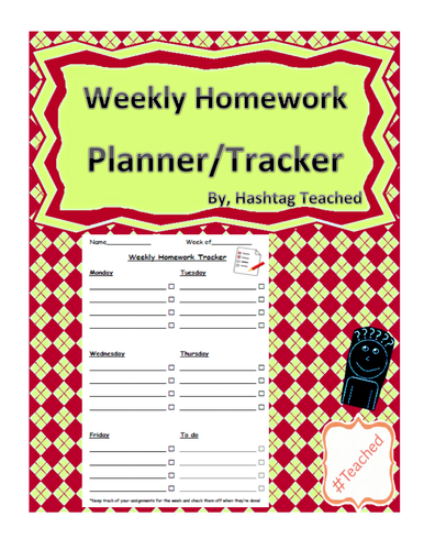 Weekly Homework Tracker and Planner Template | Teaching Resources