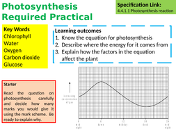 AQA Biology (Science) Photosynthesis Required Practical Lesson ...