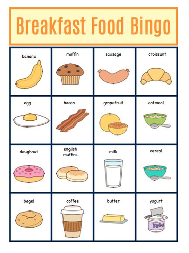 Breakfast Food Bingo | Teaching Resources