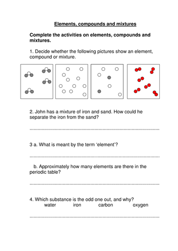 Elements, Compounds and Mixtures - Practice Questions | Teaching Resources