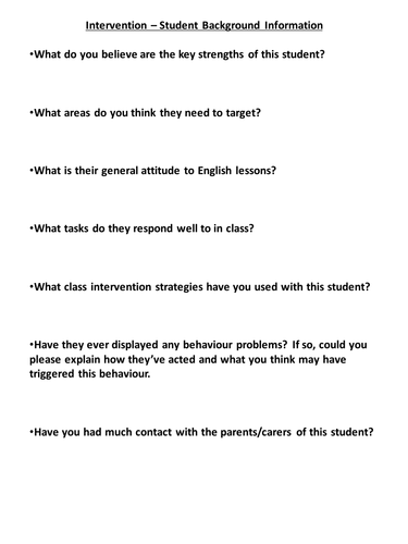 Improving Student Progress: Intervention Tracking Forms | Teaching ...