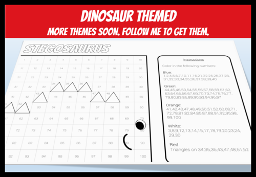 Back to School Dinosaur Hundreds Chart Hidden Picture by Kiwilander ...