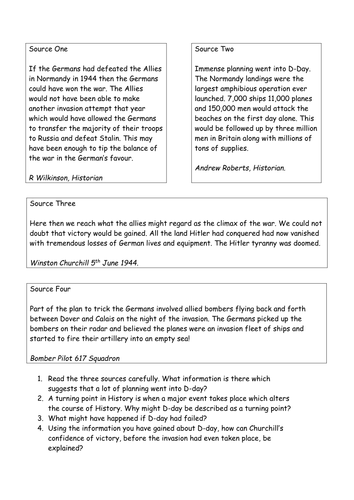D-Day powerpoint and source comprehension tasks | Teaching Resources