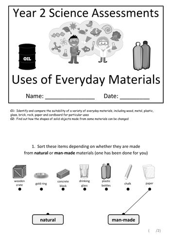 Year 2 Science Assessment: Uses of Everyday Materials | Teaching Resources