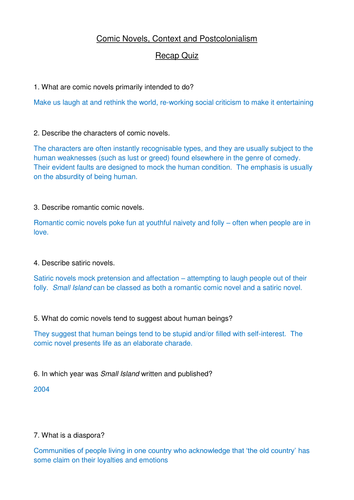 Small Island and the Comedy Genre - Resources for A-Level | Teaching ...