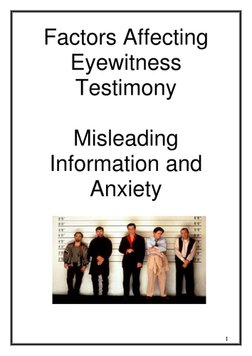 Memory - Factors Affecting Eyewitness Testimony Workbook - New AQA 2015 ...