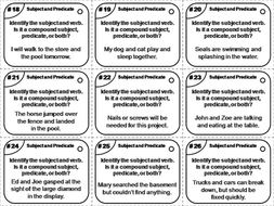 Subject and Predicate Task Cards (Complete and Compound) | Teaching ...