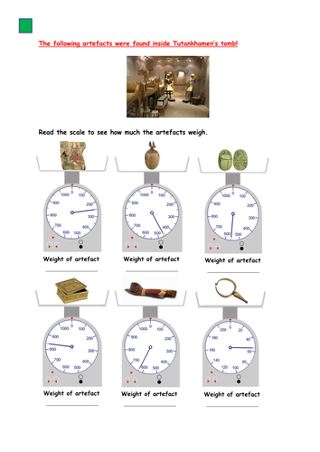 Reading scales to identify the weight of Egyptian artifacts - KS2 ...