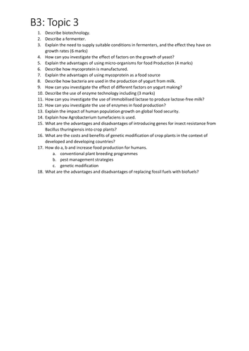 EDEXCEL GCSE BIOLOGY B3 - FURTHER BIOLOGY/UNIT 3 (2BI01/2SF01) - MEGA ...