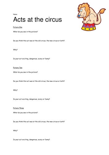 History - acts from the circus - recognising the difference between an ...