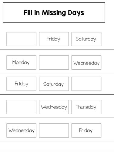 Day & Month File Folder Activities | Teaching Resources