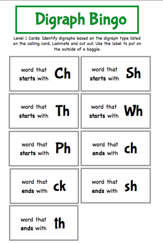 Digraph Bingo | Teaching Resources