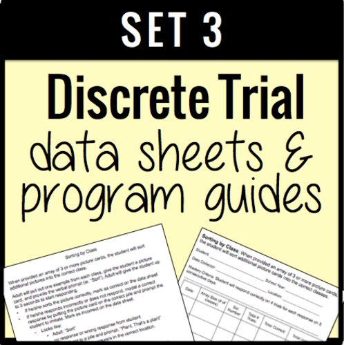 Discrete Trial Goal Sheets and Data Forms Set 3 {EDITABLE} | Teaching ...