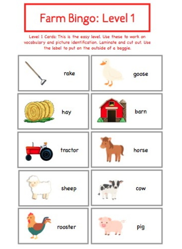 Farm Bingo | Teaching Resources