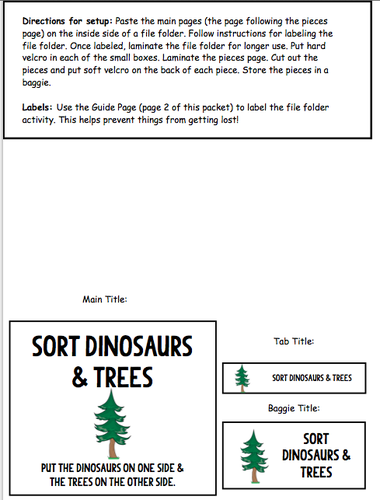 File Folder Activities for Non-Identical Sorting | Teaching Resources