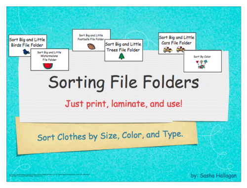 File Folder Activities to Sort by Color, Size, and Type | Teaching ...