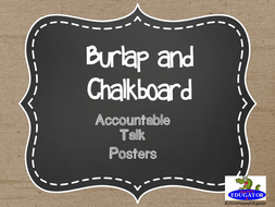 Accountable Talk Posters - Burlap and Chalkboard | Teaching Resources