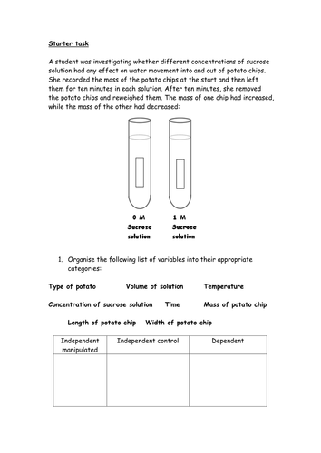 Osmosis - planning a practical investigation into water movement into ...