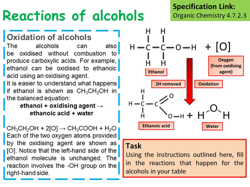 AQA Chemistry (Science) Making Ethanol & Properties of Alcohols Lesson ...