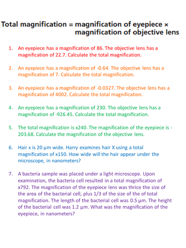 AQA NEW GCSE BIOLOGY - MICROSCOPY AND TOTAL MAGNIFICATION by rehaank ...
