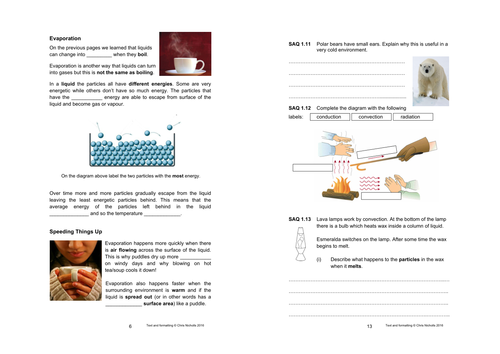 Kinetic Theory, States of Matter & Heat Transfers Workbook (Conduction ...