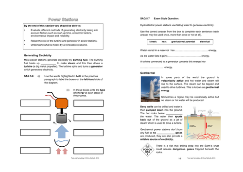 Electricity and Power Stations Workbook (Energy Transfer, Cost ...
