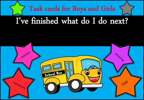 I'm Finished Task cards for Boys and Girls | Teaching Resources