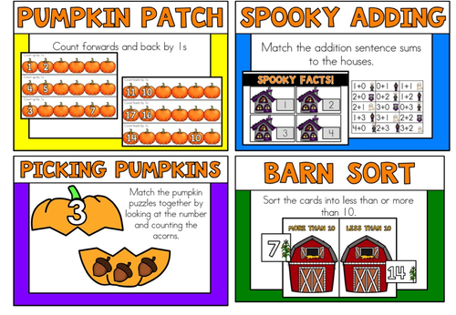 Kindergarten Math Centers October Year 1 | Teaching Resources