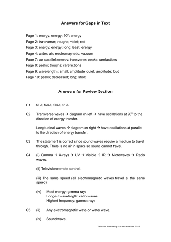 Waves and The Electromagnetic Spectrum Workbook (Light, Sound ...