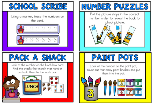 Back to School Math Centers Kindergarten Year 1 | Teaching Resources
