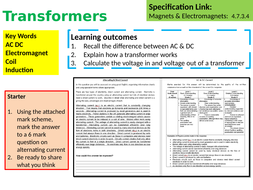 New GCSE AQA Physics Transformers Lesson | Teaching Resources